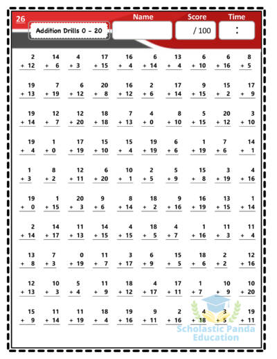 Addition Subtraction Speed Drills: 100 Daily Timed Math Tests with ...